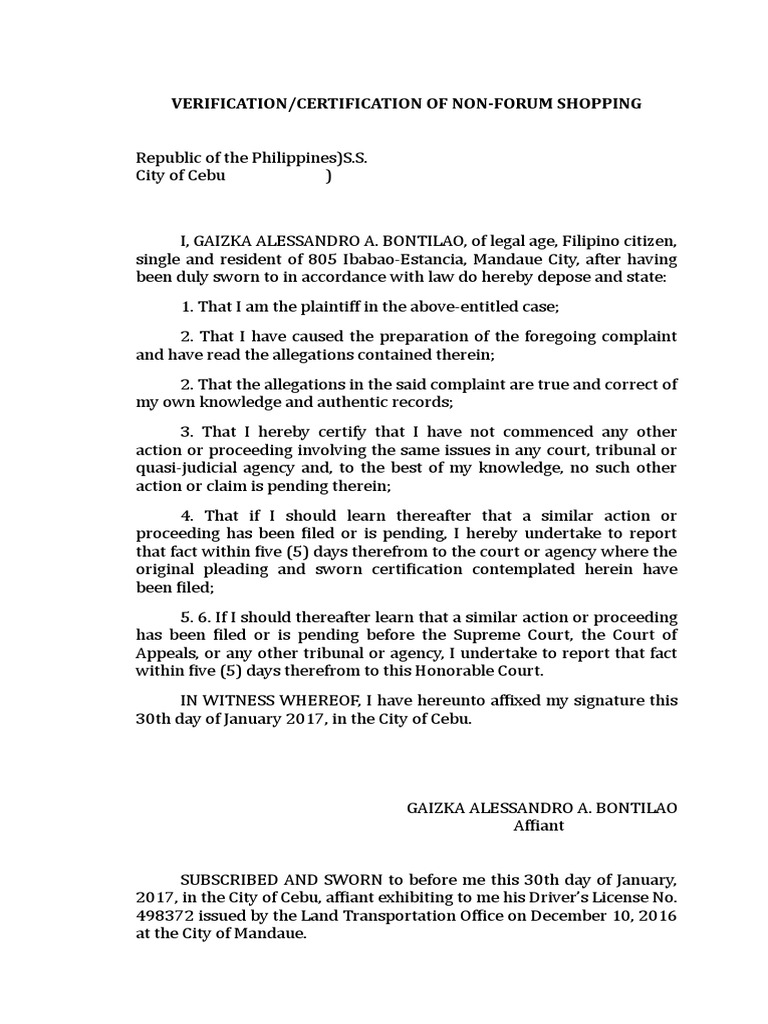 Verification and Certification | PDF | Affidavit | Legal Procedure