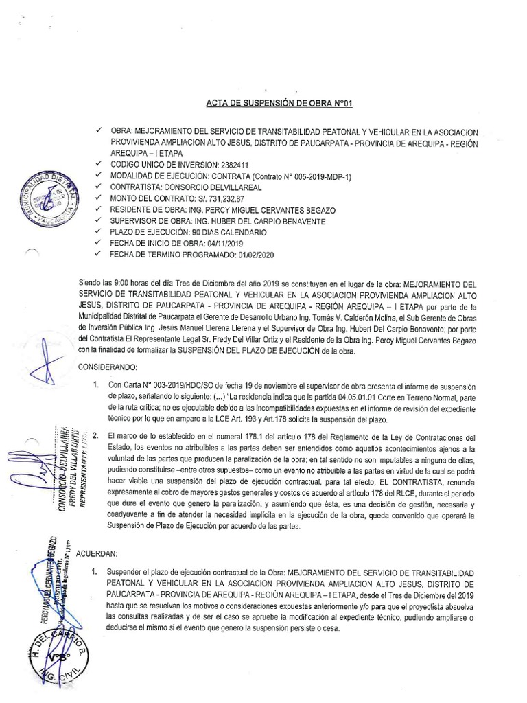 Acta de Suspension N 1 | PDF