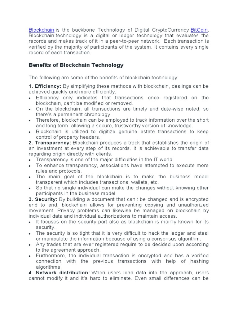 Benefits of Blockchain Technology | PDF | Computing | Information ... Benefits of Blockchain Technology | PDF | Computing | Information ...