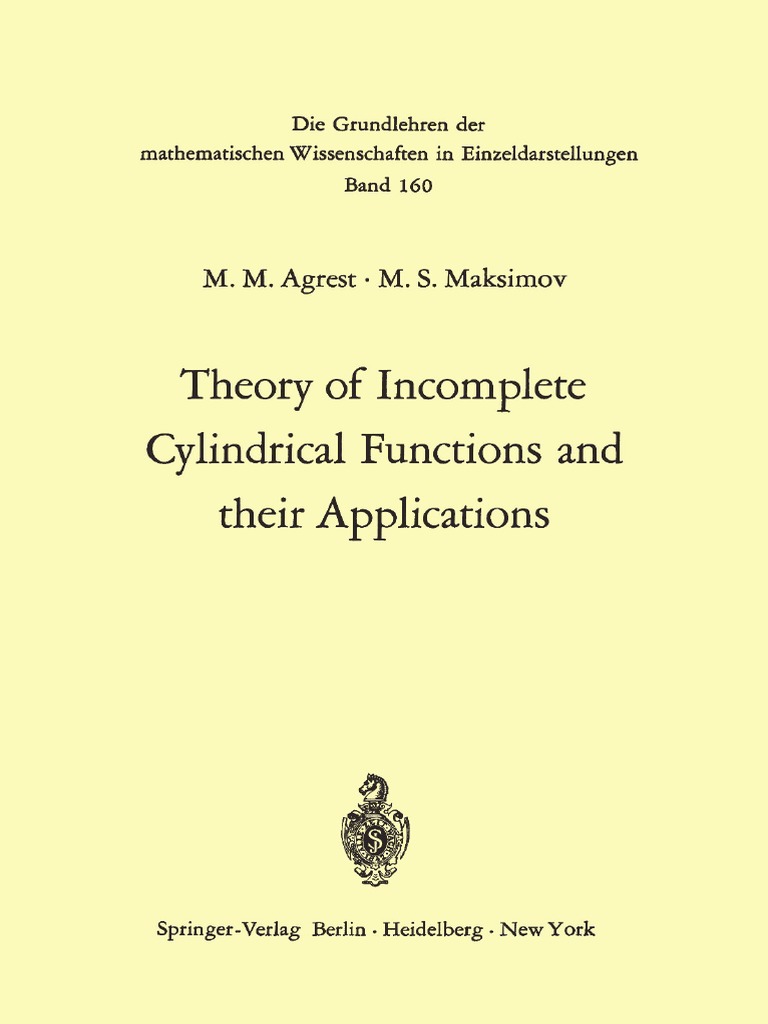 Agrest Theory of Incomplete Cylindrical Functions and Their Applications | PDF | Mathematical ...