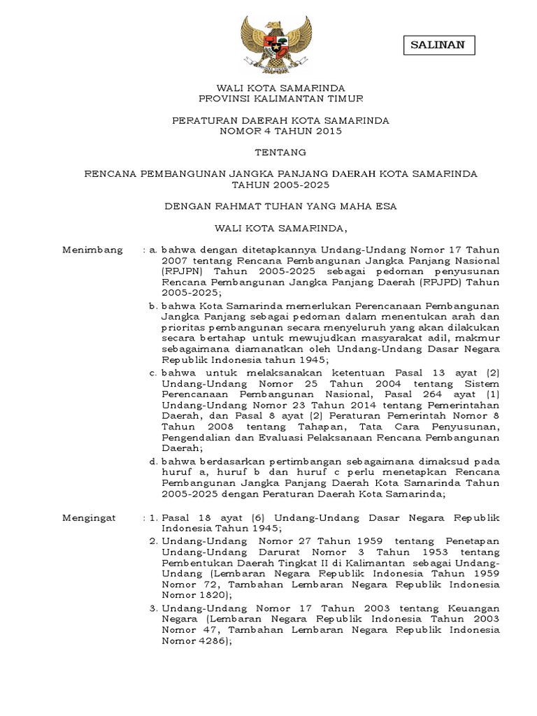 Perda No.4 Th.2015 TTG RPJP 2005 - 2025.salinan | PDF