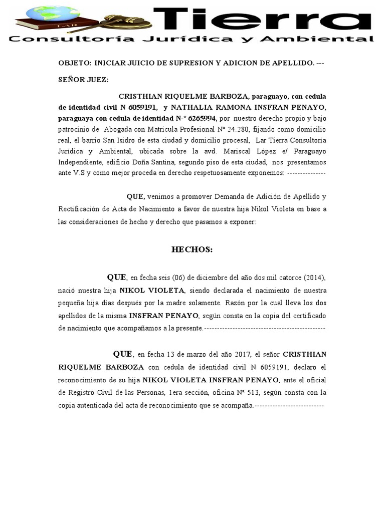 Adicion y Rectificacion de Acta de Nacimiento | PDF | Justicia | Crimen y violencia