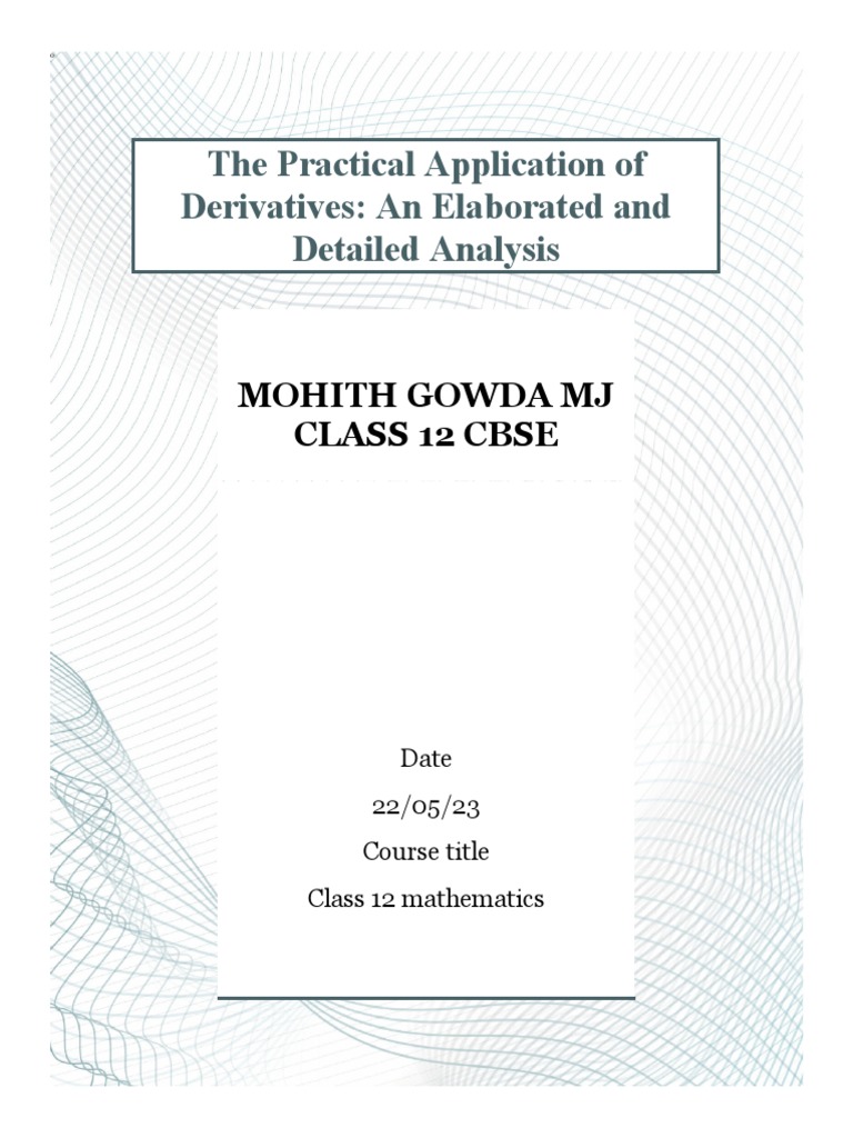 Practical Applications of Derivatives | PDF | Derivative | Mathematical ...