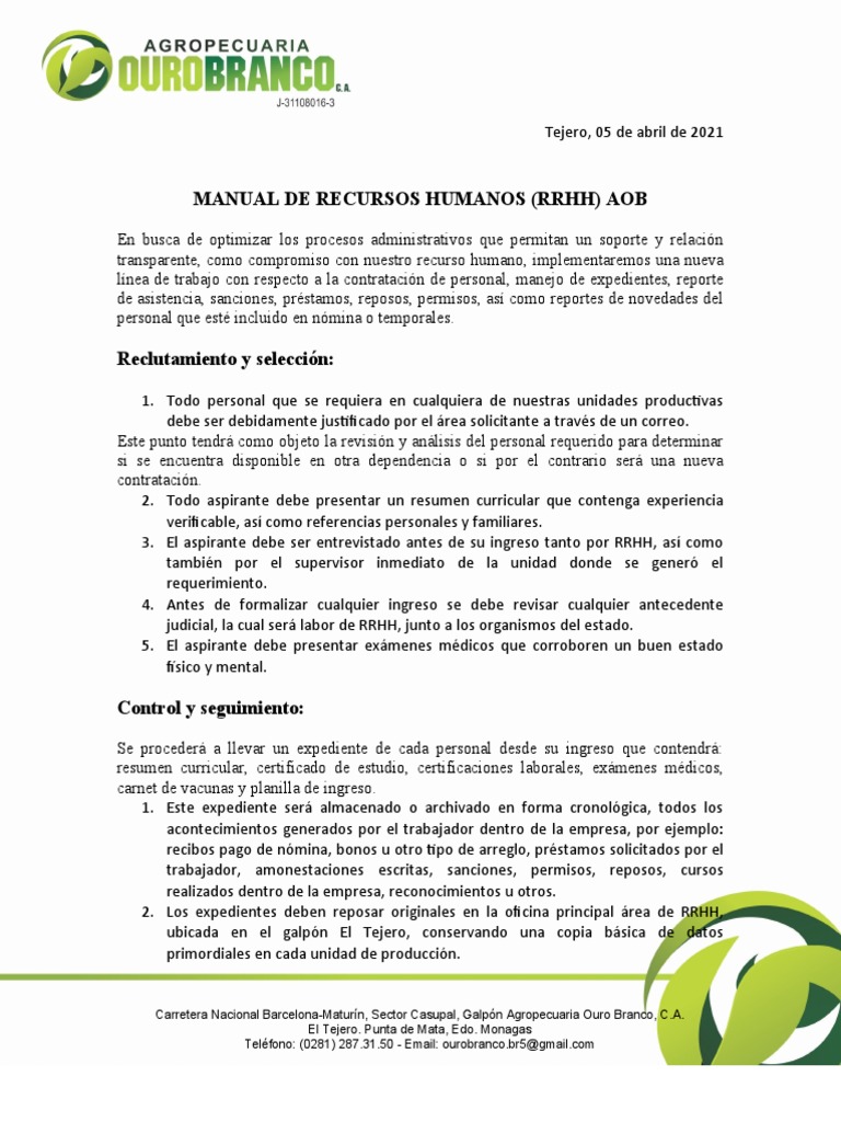 Manual RRHH | PDF | Gestión de recursos humanos