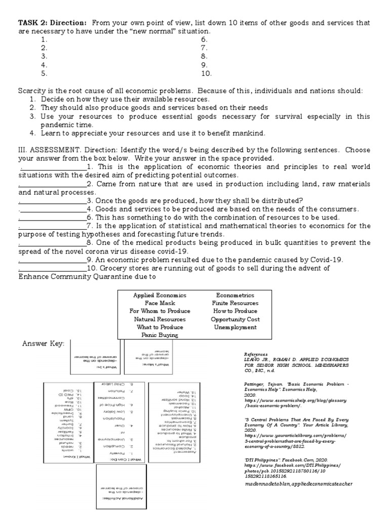 TASK 2: Direction: From Your Own Point of View, List Down 10 Items of ...