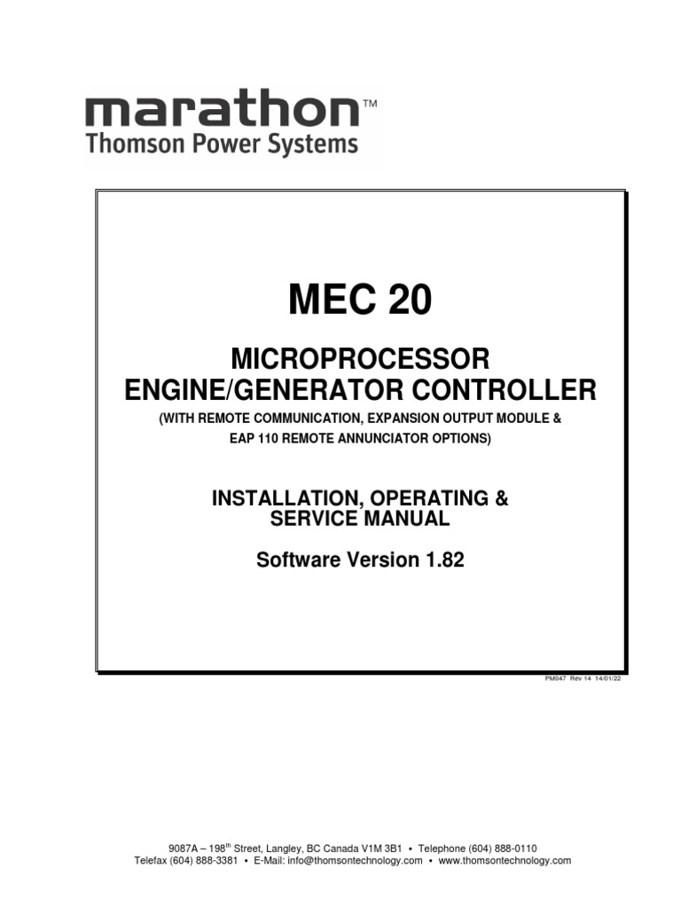 MEC20 Manual | PDF | Electrical Wiring | Relay
