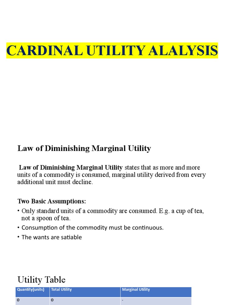 UNIT-II Cardinal Utility Analysis | PDF | Utility | Economic Equilibrium
