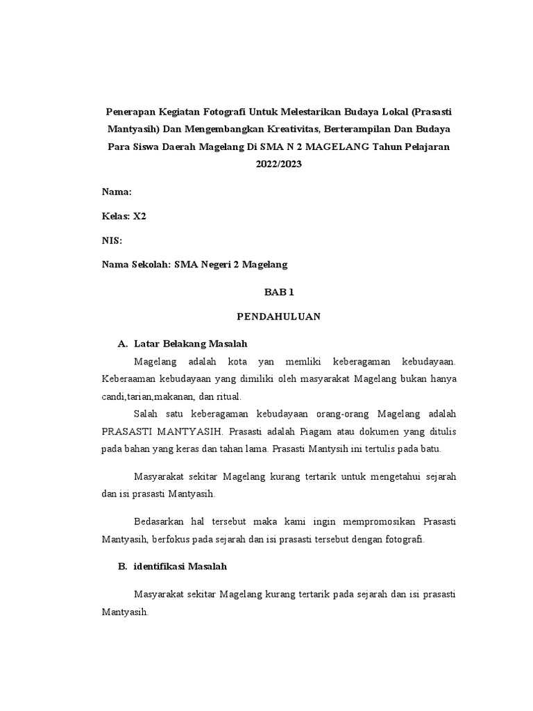 Proposal Kegiatan P5 | PDF
