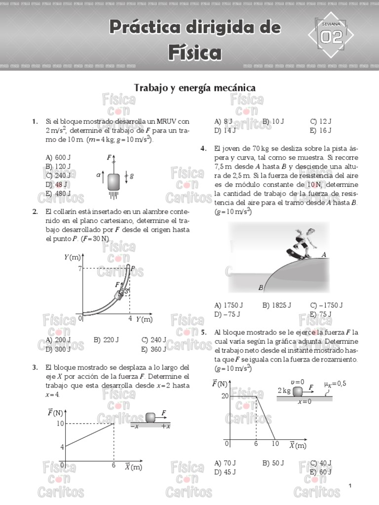 6 - Pract Dirigida - Trabajo y Energía | PDF | Metrología | Cantidades fisicas