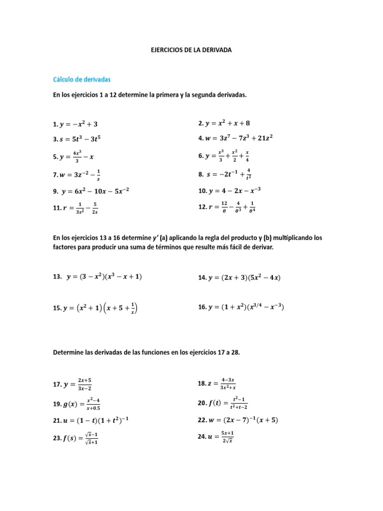 Clase 4C Ejercicios de Derivada | PDF