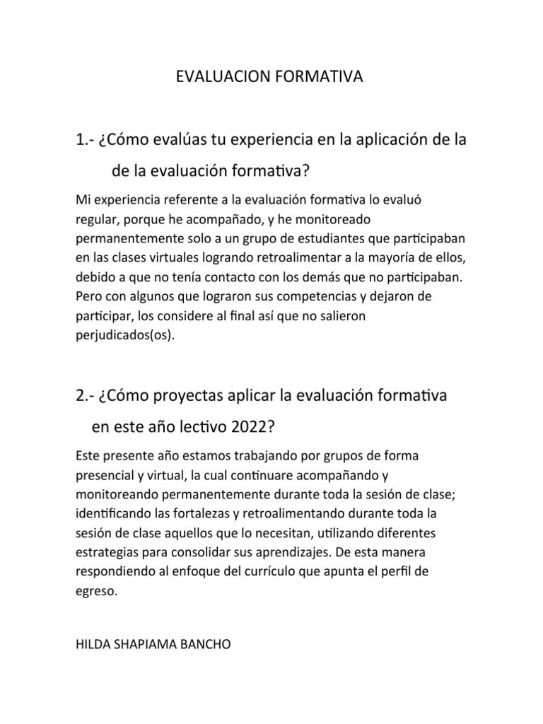 Evaluacion Formativa Pdf