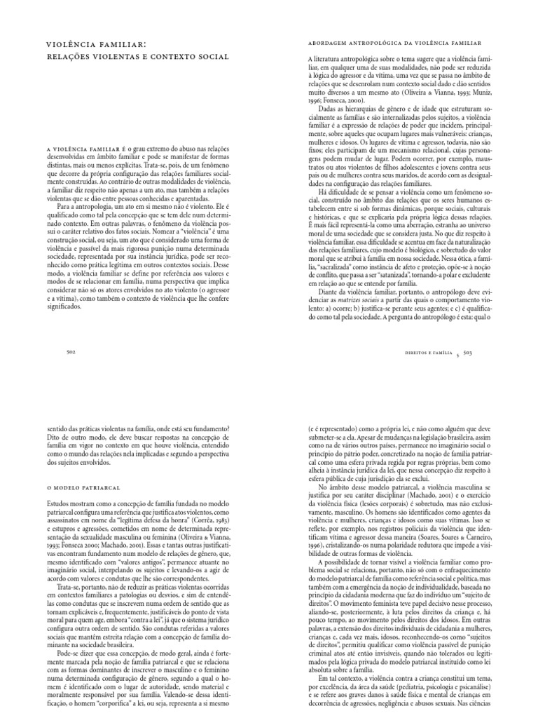 SARTI, Cynthia. Violência Familiar - Relações Violentas e Contexto ...