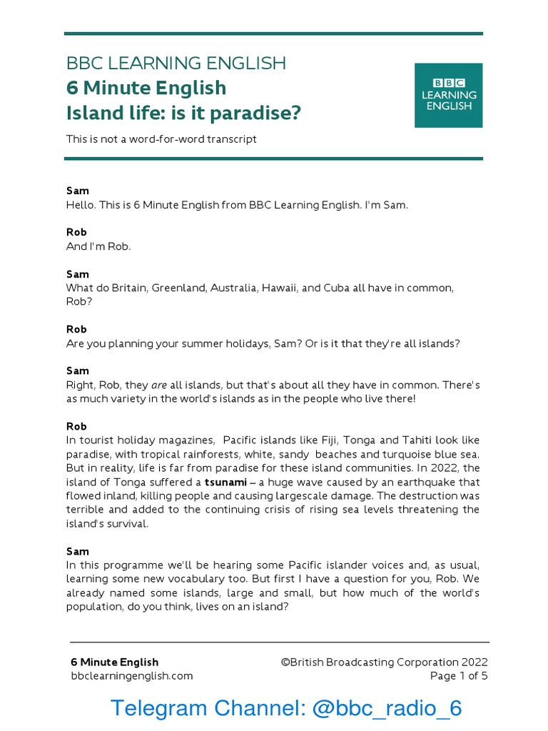 Island Life Is It Paradise | PDF | Tonga | Agriculture