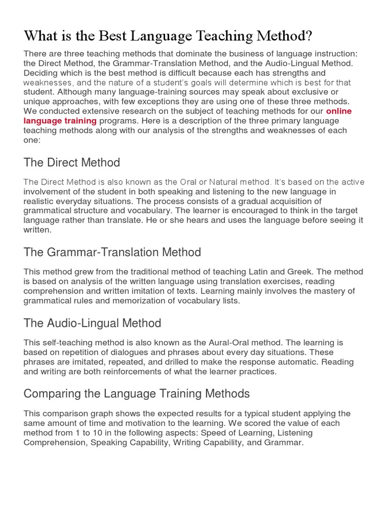 Methods of Language Learning | Download Free PDF | Language Education | Education Theory