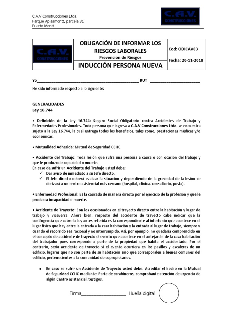 ODI - Inducción Persona Nueva | PDF