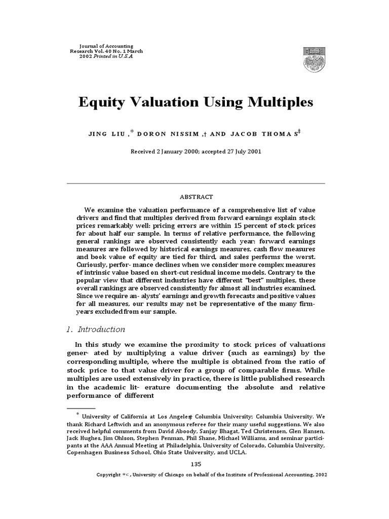 8 Equity Valuation Using Multiples | PDF | Valuation (Finance) | Stock ...