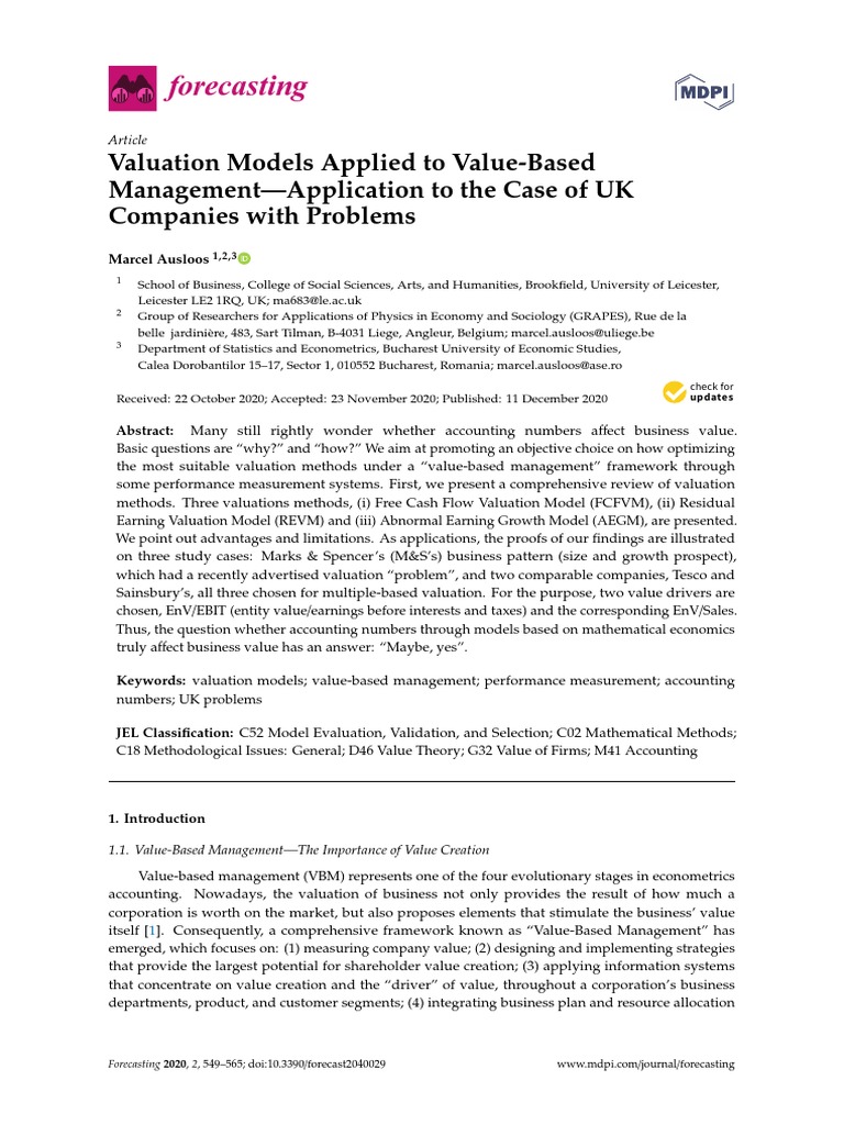 14 Valuation Models Appliced To Value-Based Management | PDF ...