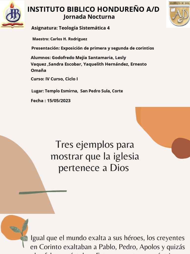 Presentación de Primera y Segunda de Corintios | PDF | Cristo (título) | La resurrección de Jesús