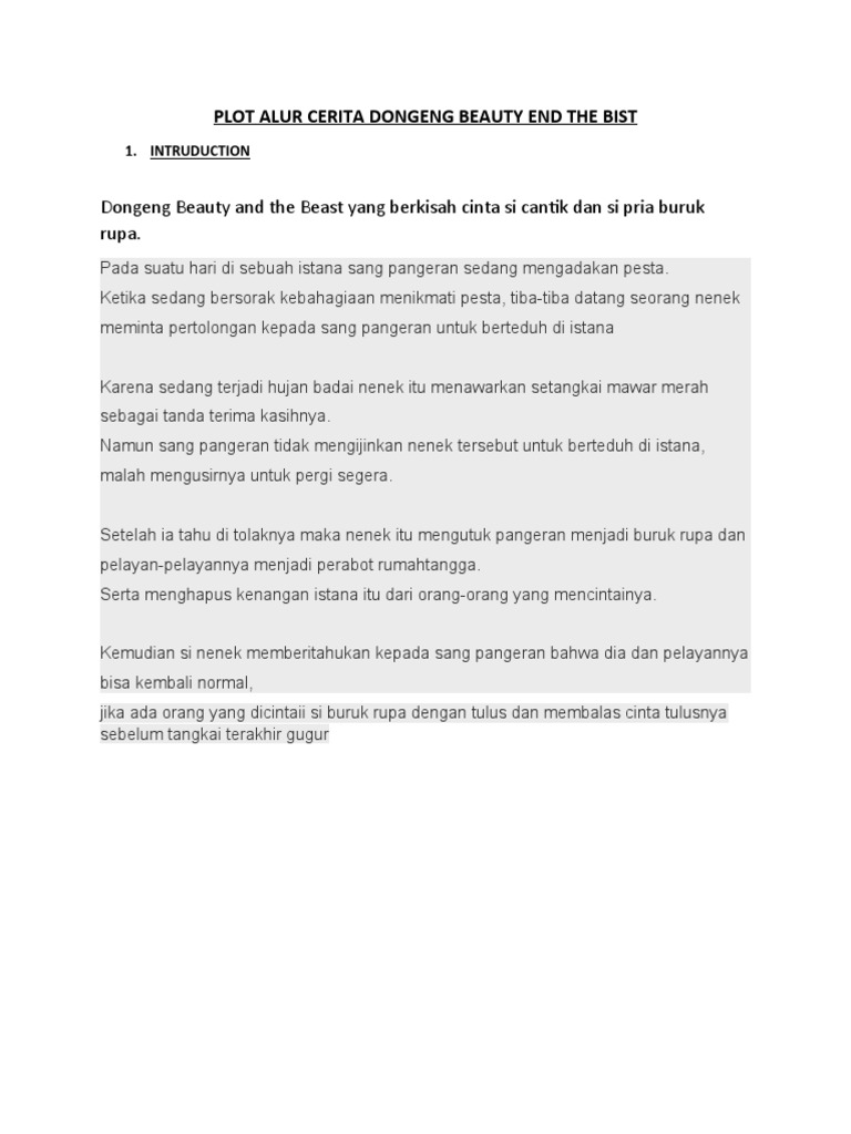 Plot Alur Cerita Dongeng Beauty End The Bist | PDF