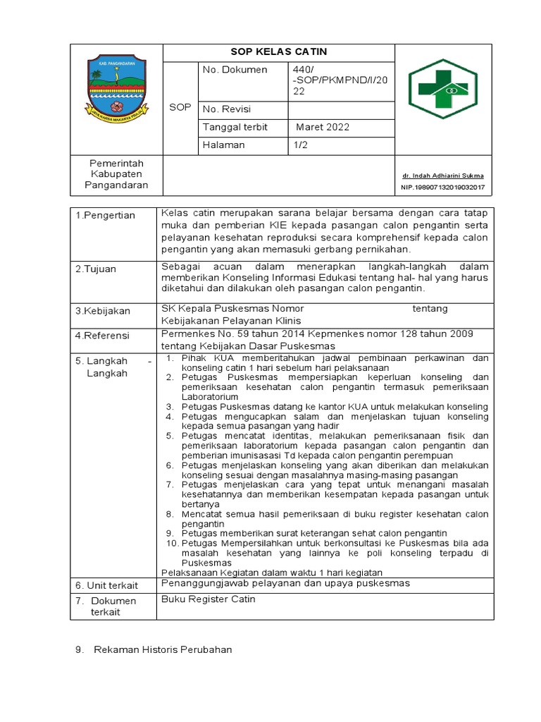 SOP KELAS CATIN | PDF
