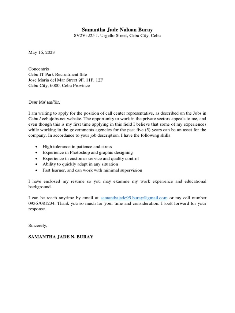 Job Application for Call Center Role | PDF | Career & Growth
