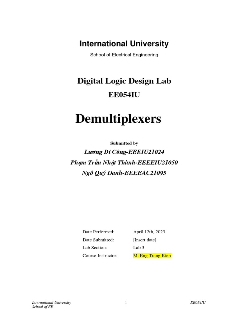 DLD - Luong Di Cong - Pham Tran Nhat Thanh - Ngo Qui Danh - Lab5. | PDF | Computing ...