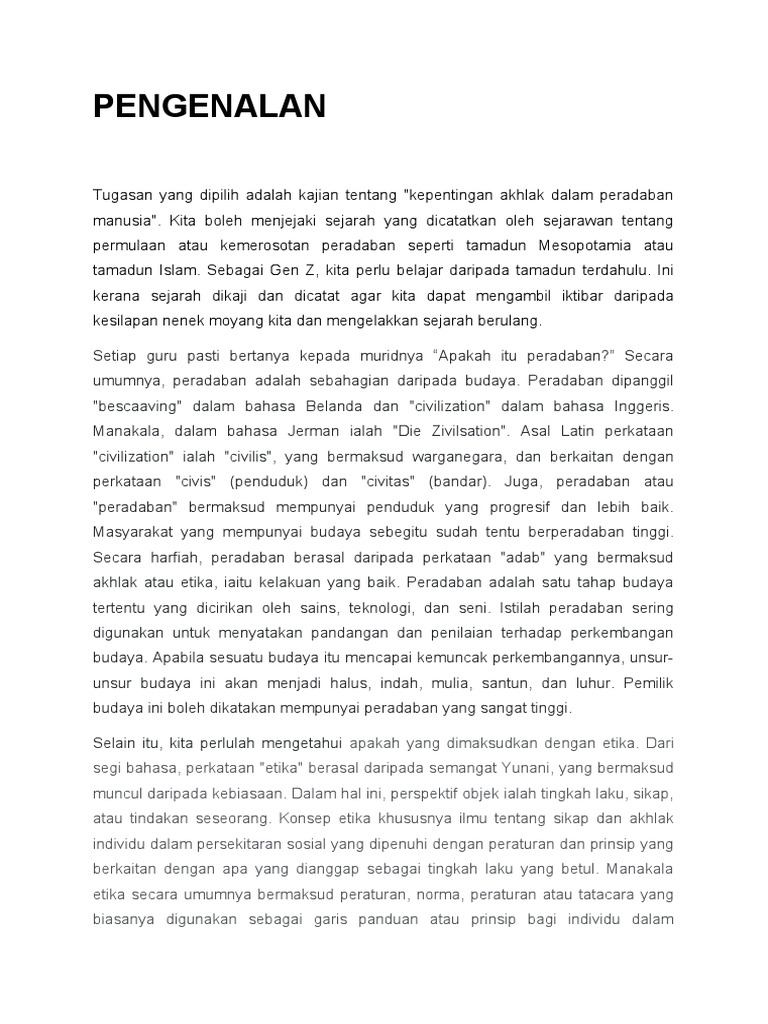 Assignment Ctu Kepentingan Etika Terhadap Peradaban Manusia (Pengenalan ...