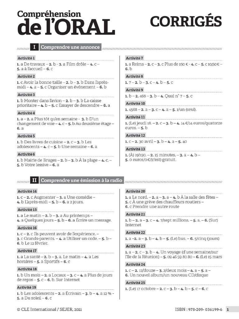 ABC Delf A2 NF Corrigé | PDF