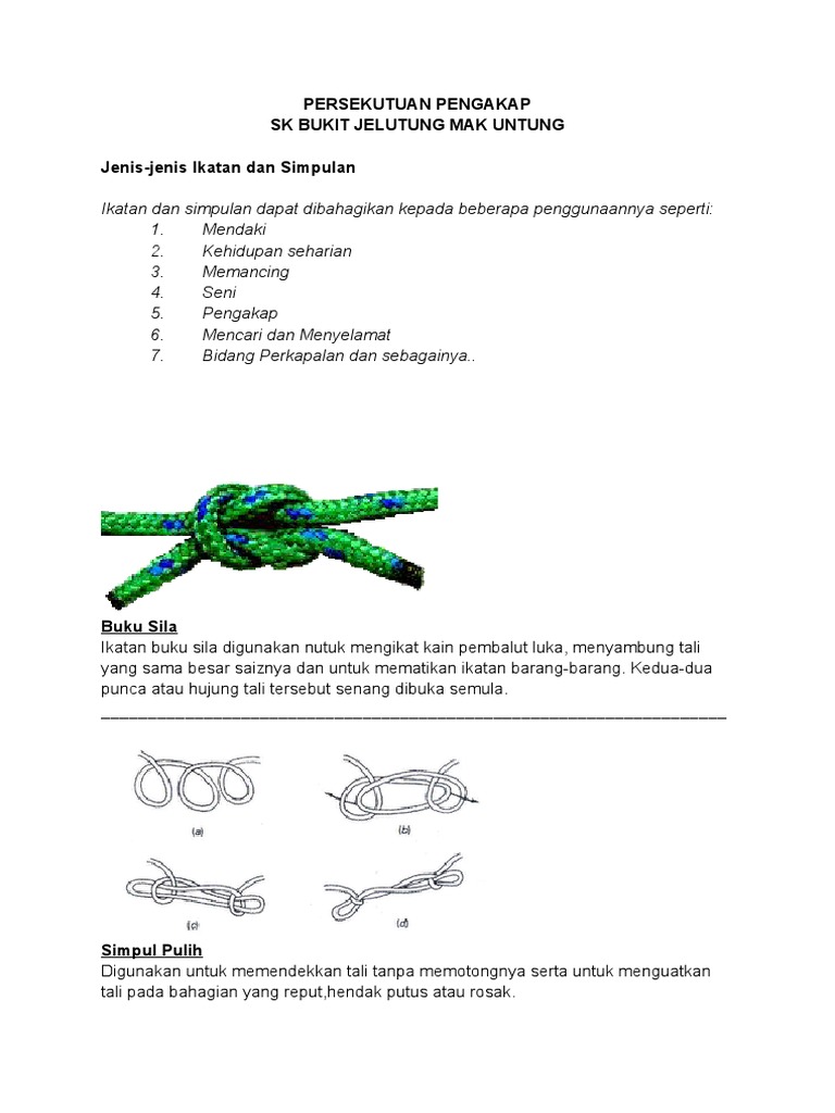 Jenis Ikatan dan Simpulan Pengakap | PDF