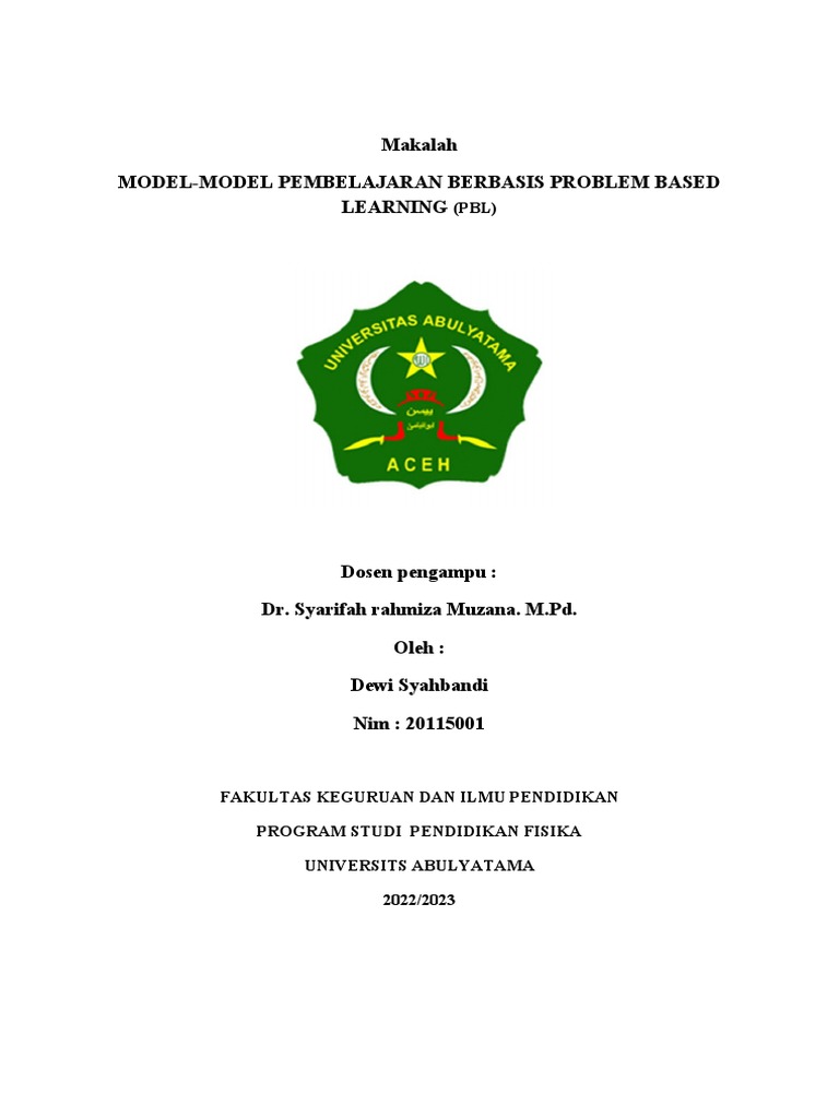 Makalah Model-Model Pembelajaran Berbasis Problem Based Learning (PBL) | PDF