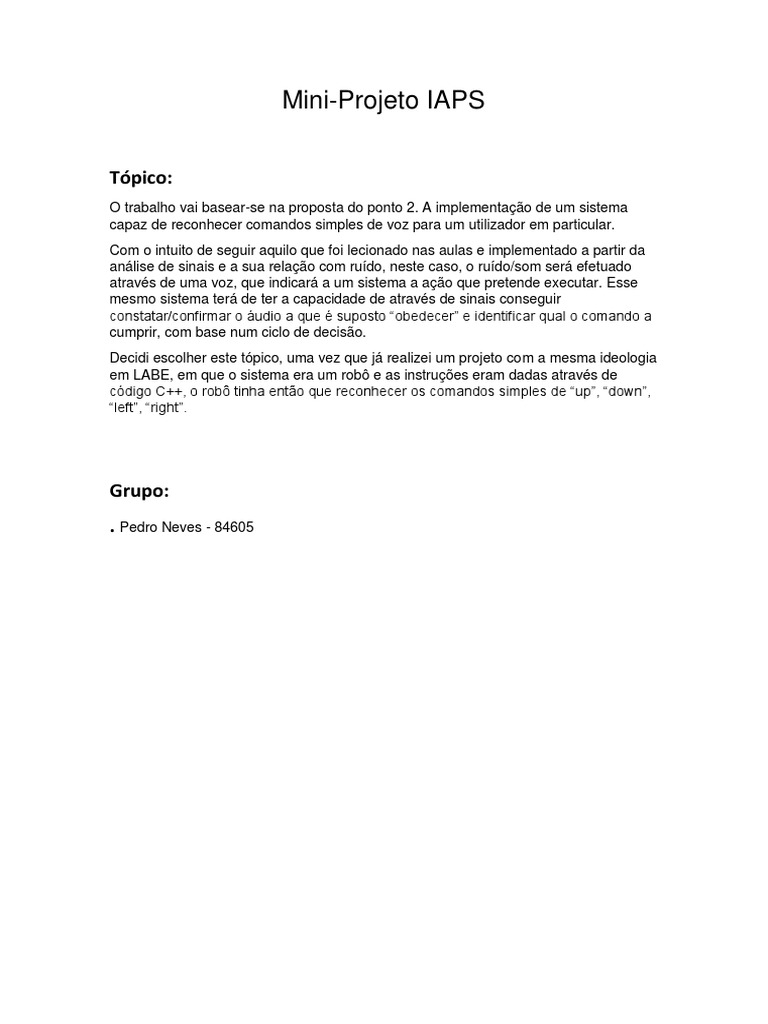 Mini Projeto IAPS | PDF