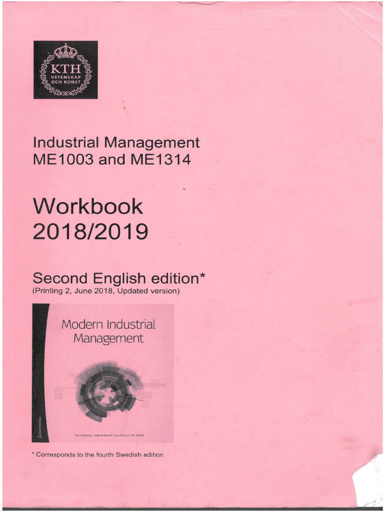 Industrial Management Workbook (2018) | PDF | Cost | Business Economics