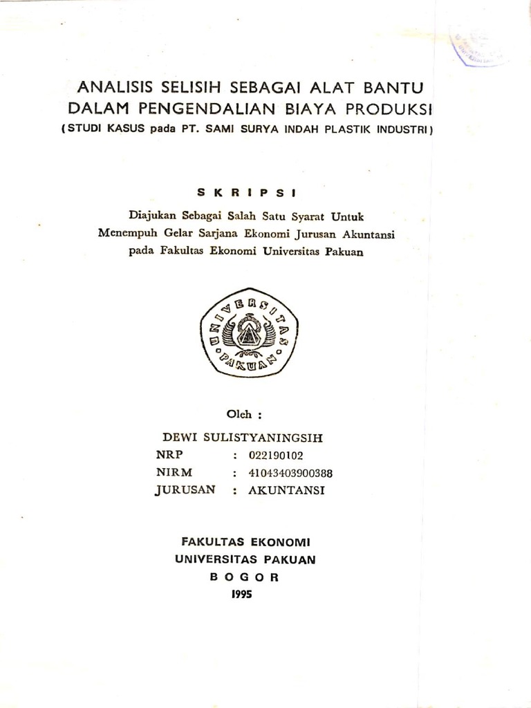 Analisis Selisih Sebagai Alat Bantu Dalam Pengendalian Biaya Produksi | PDF