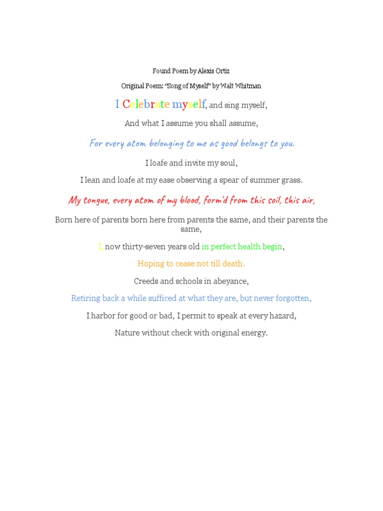 Alexis Ortiz - Found Poem Final Draft | PDF