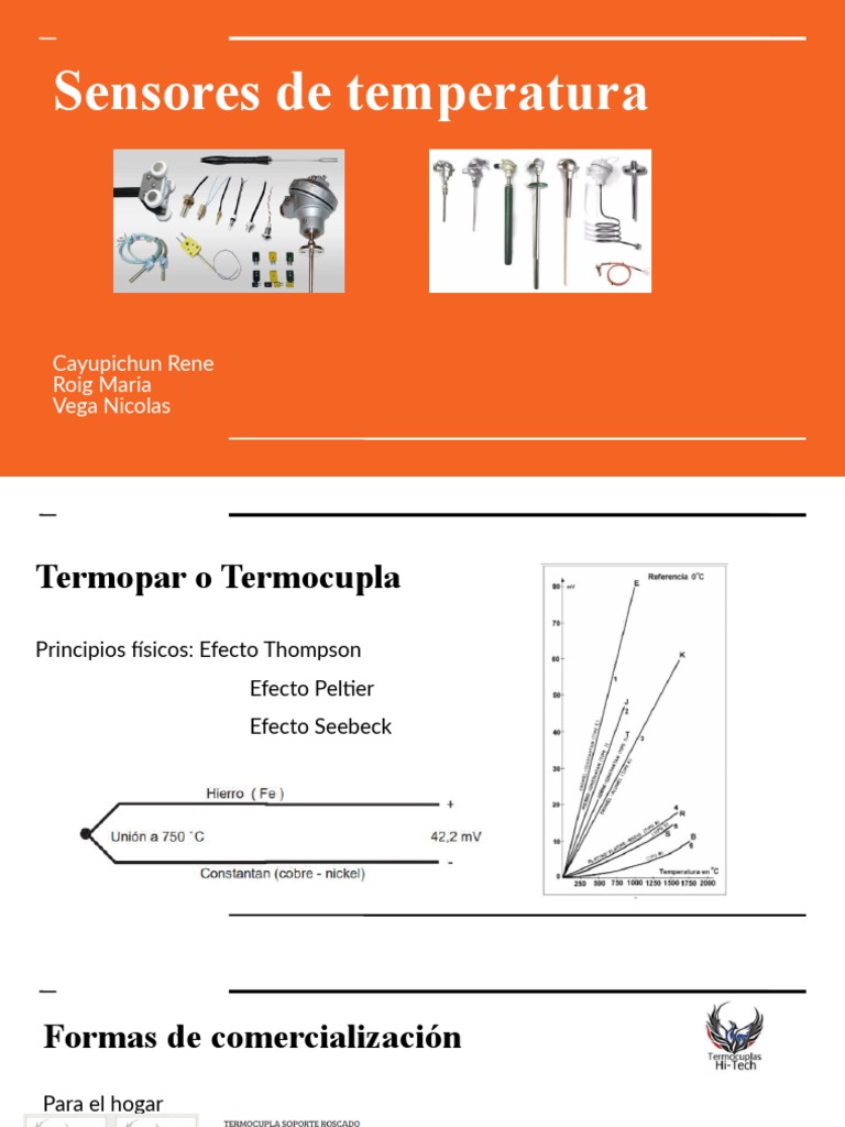Presentacion - Sensores de Temperatura | PDF | Par termoeléctrico | Temperatura