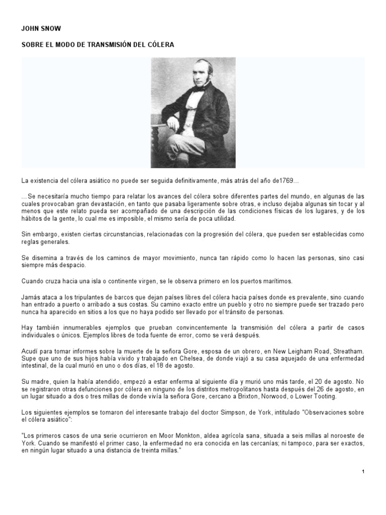 John Snow | PDF | Cólera | Agua