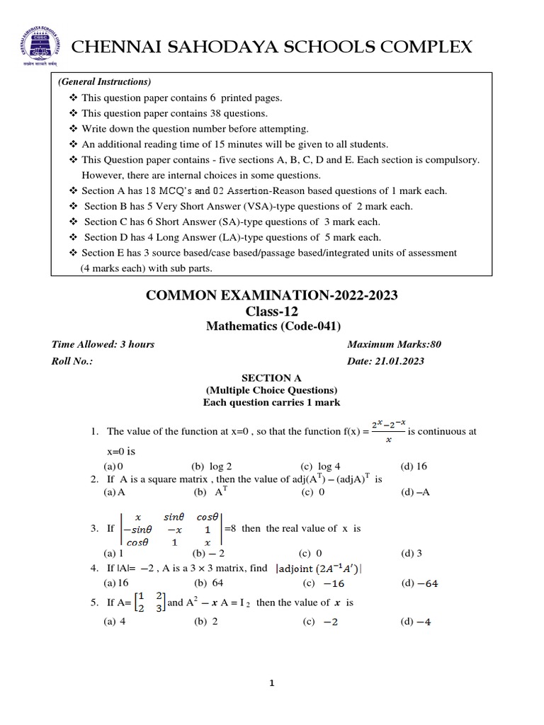 CSSC Class 12 Math QP Paper 3 | PDF | Euclidean Vector | Function (Mathematics)