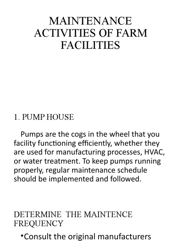 Maintenance Activities of Farm Facilities | PDF | Bearing (Mechanical ...