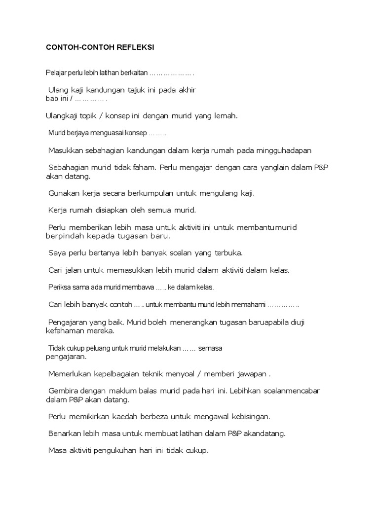 Contoh Refleksi | PDF