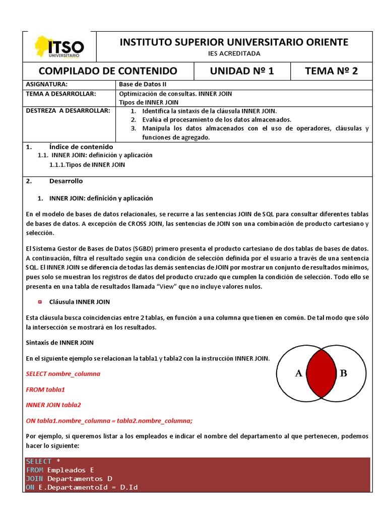 Base de Datos II Compilado de Contenidos 2 | PDF | SQL | Bases de datos