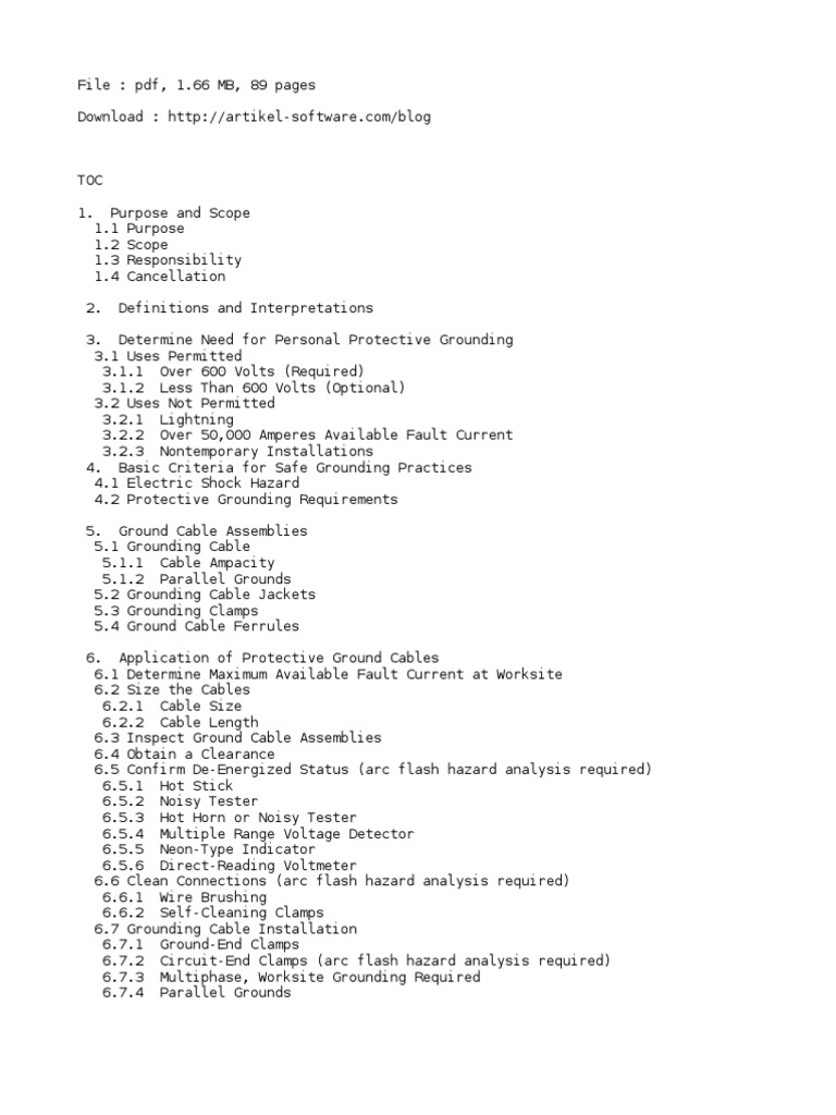 Personal Protective Grounding For Electric Power Facilities and Power ...