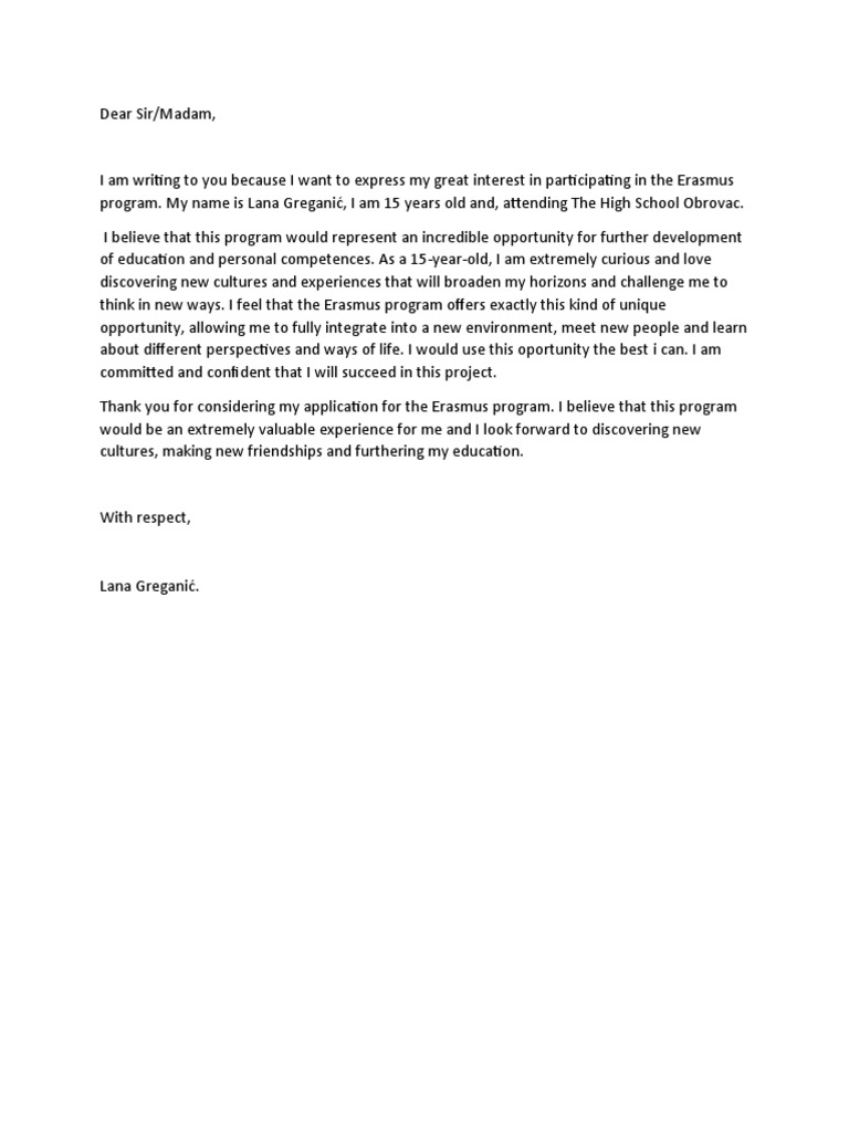 Erasmus Program Motivation Letter | PDF | Social Science | Foreign ...