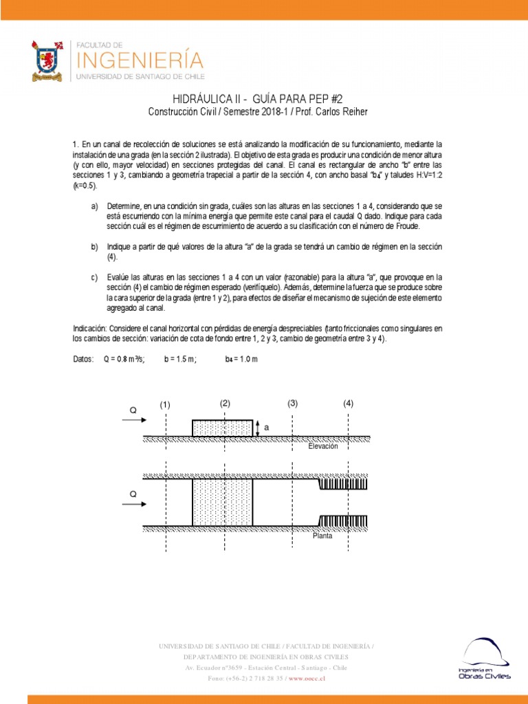Guia PEP 2 2018-1 CCiv | PDF | Descarga (hidrología) | Santiago