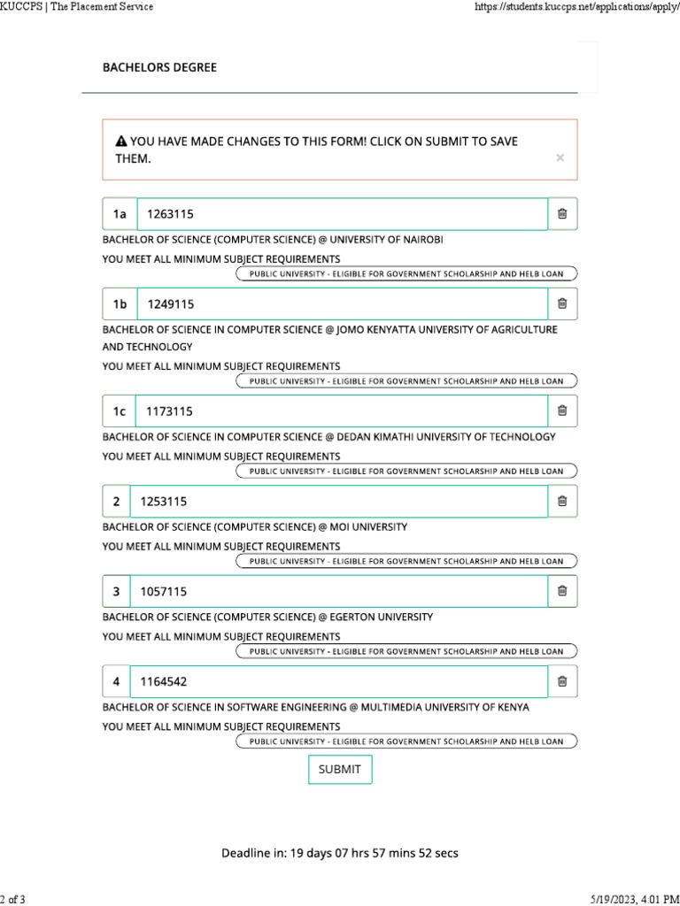 KUCCPS Student Placement Guide | PDF