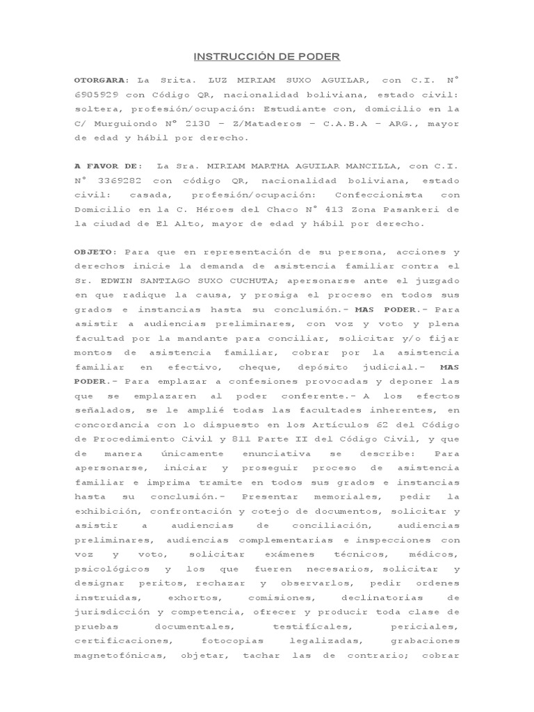 Instruccion de Poder Miriam | PDF | Justicia | Crimen y violencia