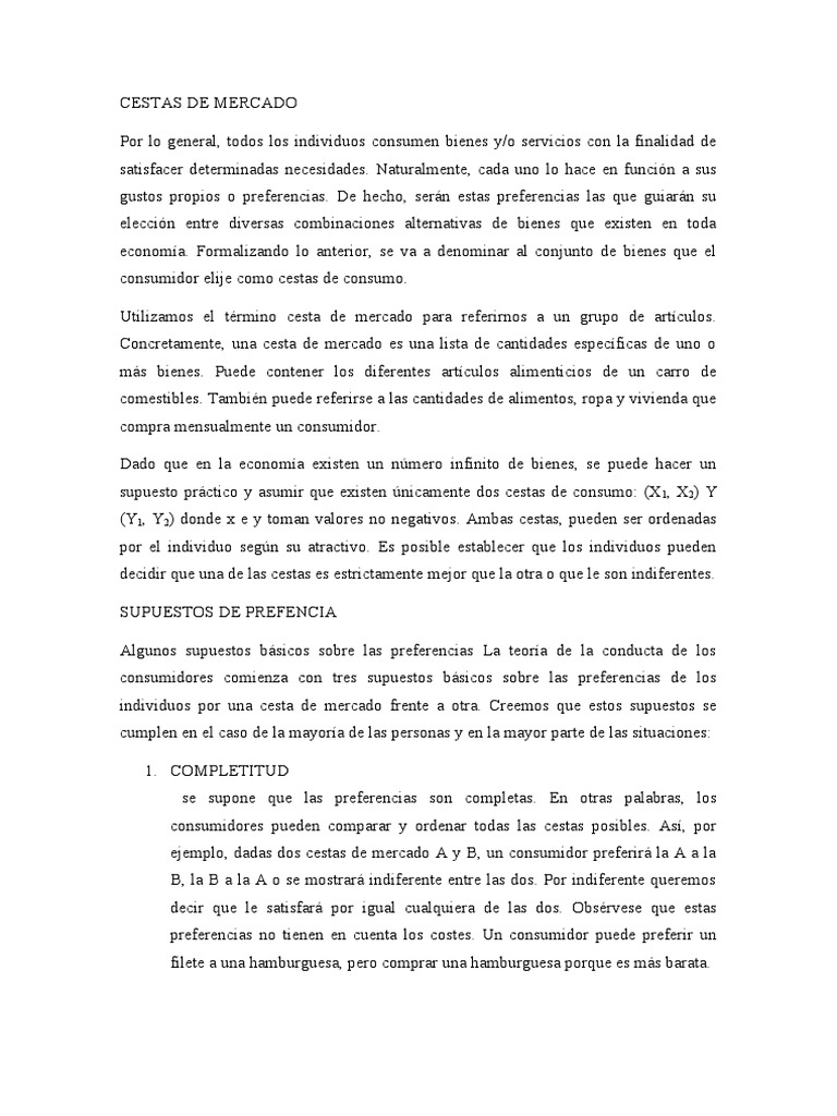 3 - Cestas de Mercado-Funciónde Utildad | PDF | Utilidad | Bienes