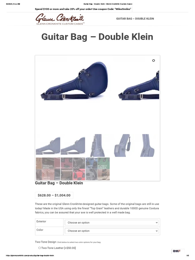 Guitar Bag - Double Klein - Glenn Cronkhite Custom Cases | PDF