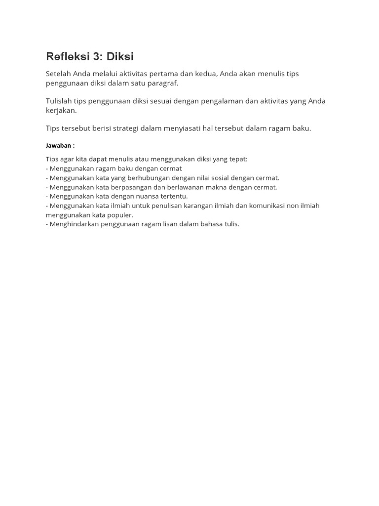 Refleksi 3 Diksi | PDF