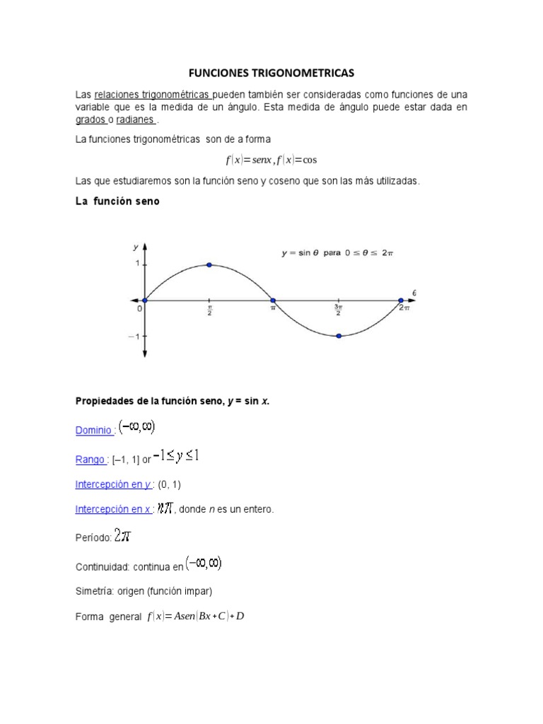 Funciones Trigonometricas | PDF | Funciones trigonométricas | Seno