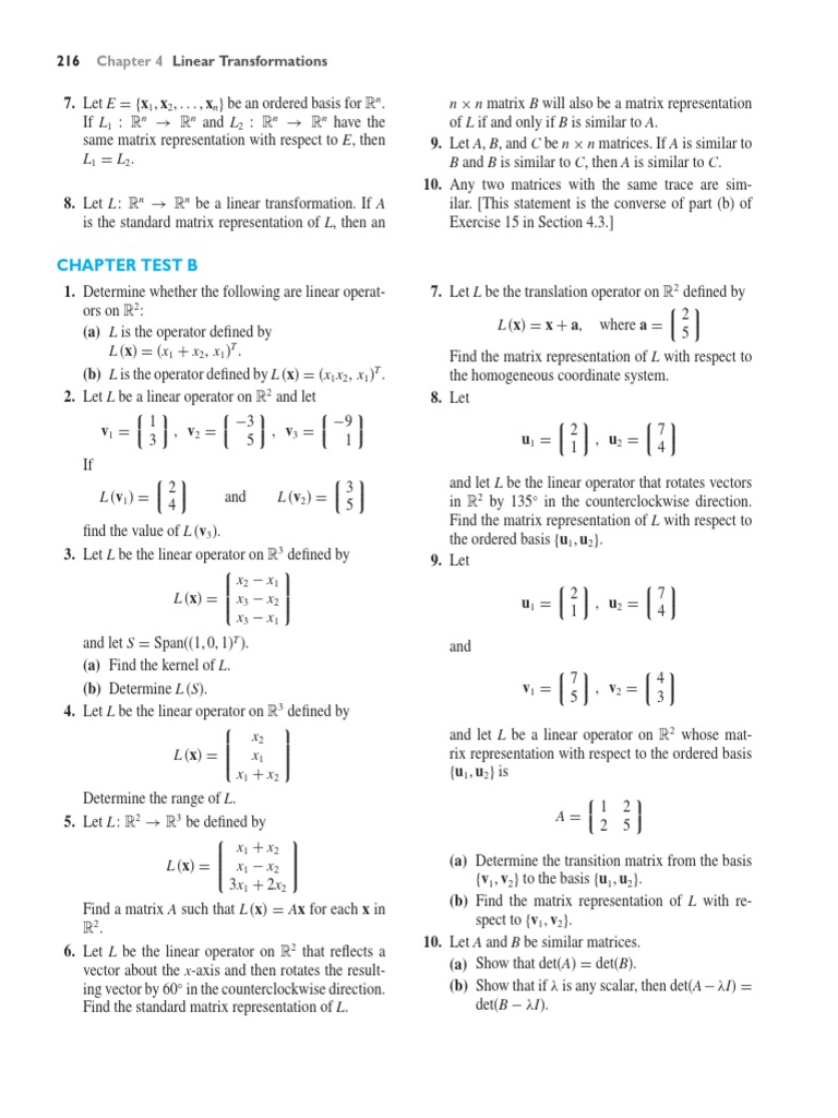 Chapter - 4 Test | PDF | Matrix (Mathematics) | Linear Map